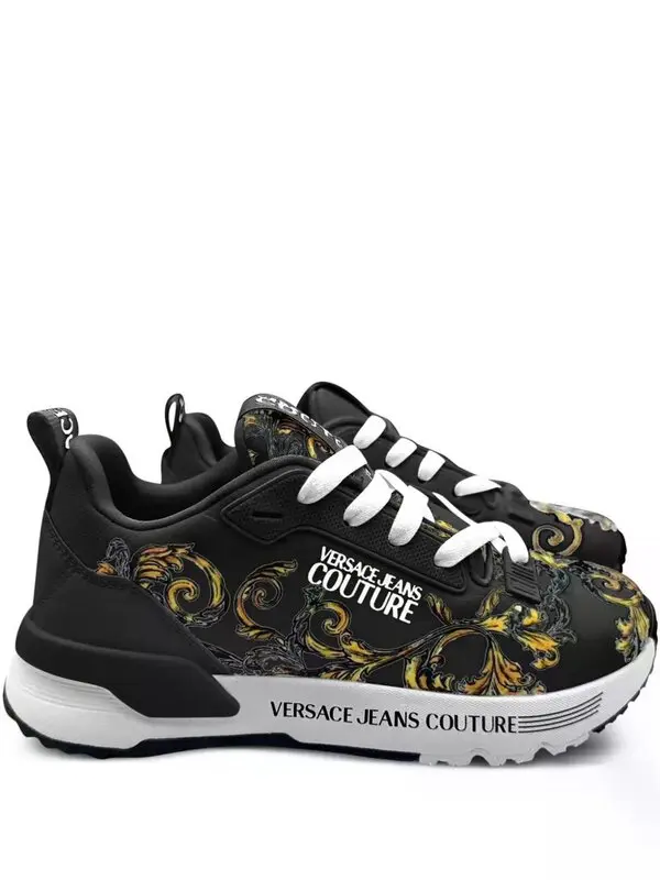 Versace Barocco-print Sneakers - Black