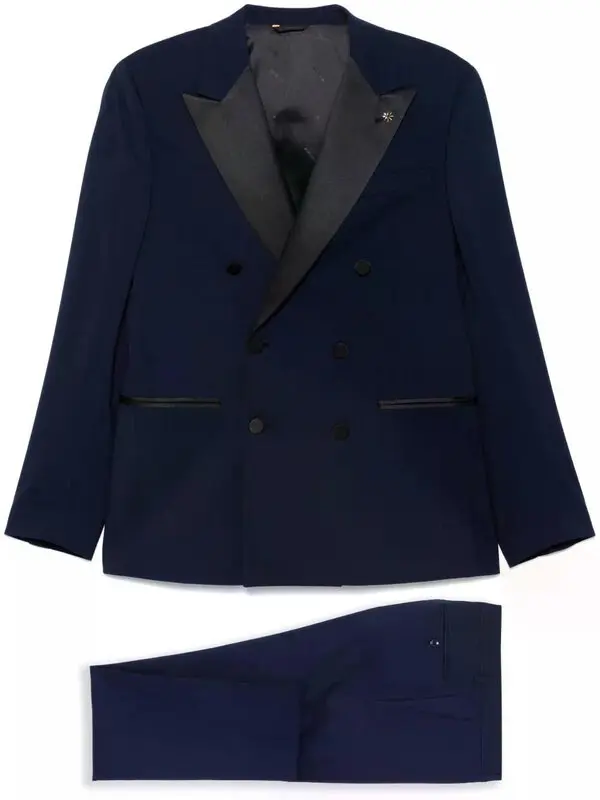 MANUEL RITZ Satin-trim Suit - Blue