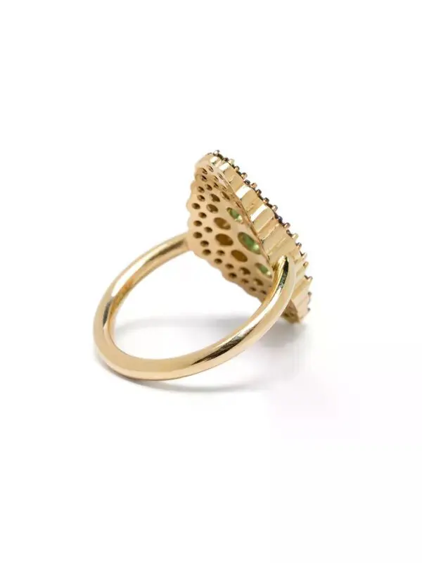 LEANDRA 18k Yellow Maxi Lanzadera Diamond And Emerald Ring