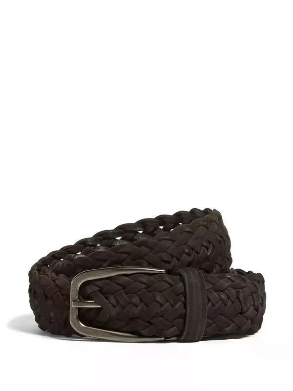 Zegna Braided Leather Belt - Brown