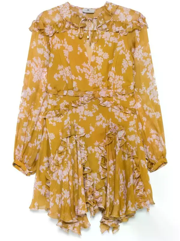 Elisabetta Franchi Voile Mini Dress - Yellow