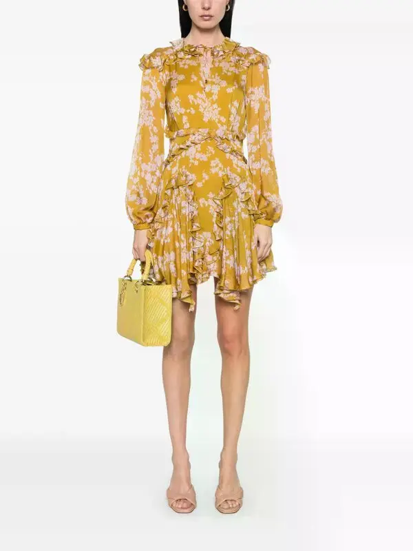 Elisabetta Franchi Voile Mini Dress - Yellow