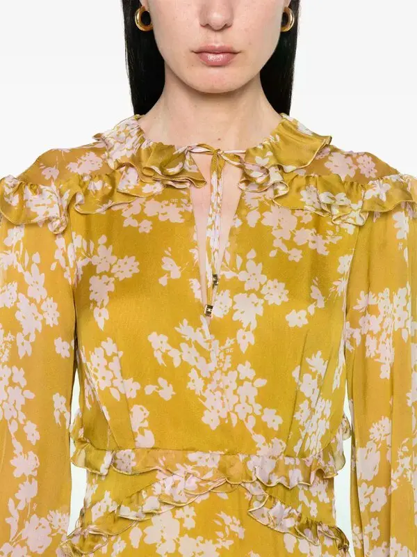Elisabetta Franchi Voile Mini Dress - Yellow