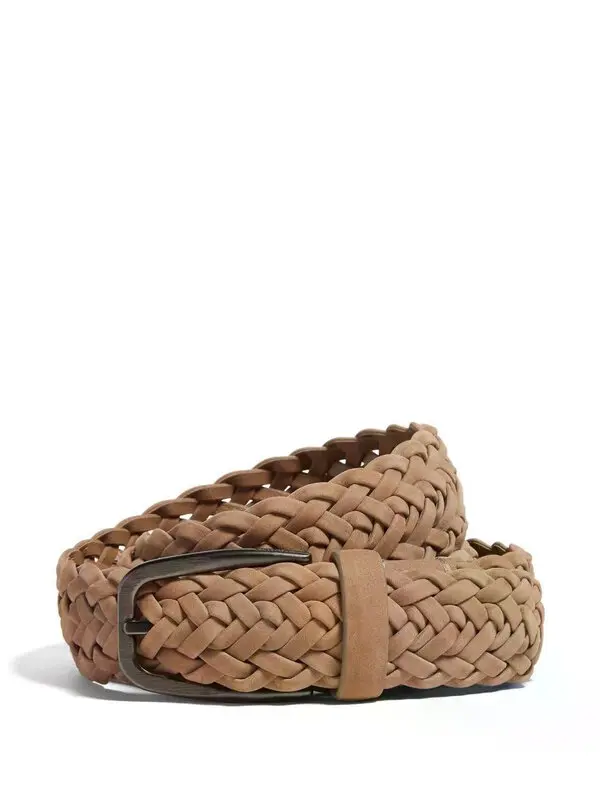 Zegna Braided Leather Belt - Neutrals