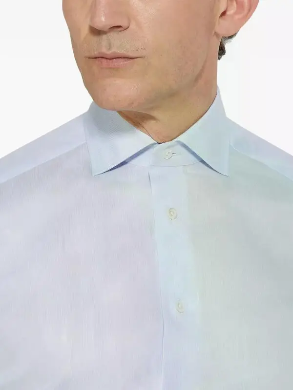 Zegna Micro-checked 300 Cotton Shirt - Blue