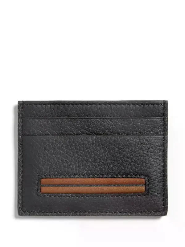 Zegna Logo-patch Leather Card Holder - Black