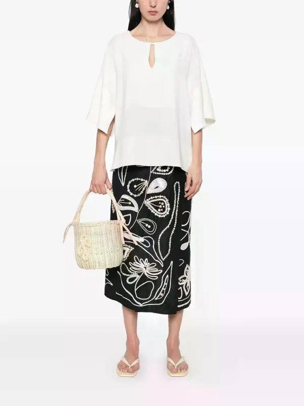 FORTE_FORTE Embroidered Taffeta Midi Skirt