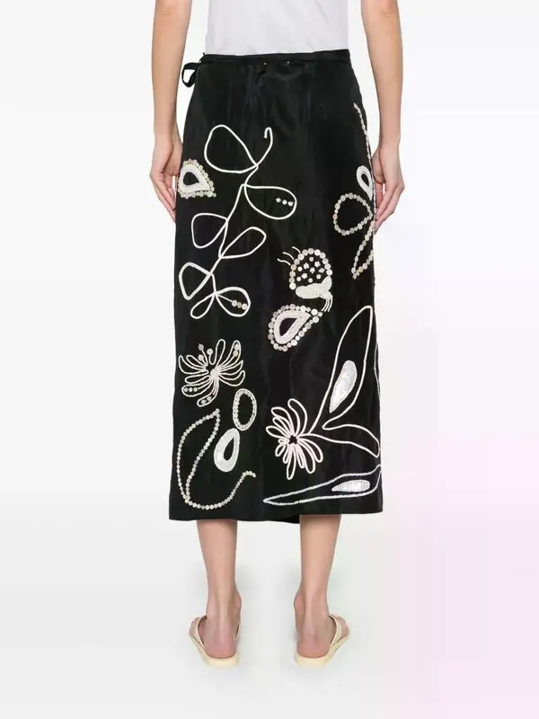 FORTE_FORTE Embroidered Taffeta Midi Skirt