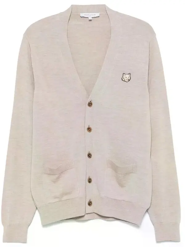 Maison Kitsuné Bold Fox Head Patch Cardigan - Neutrals