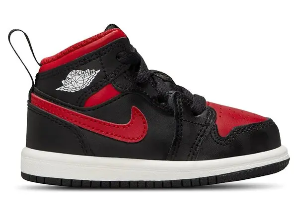 JORDAN 1 Mid Sneakers - Black/summit White/varsity Red