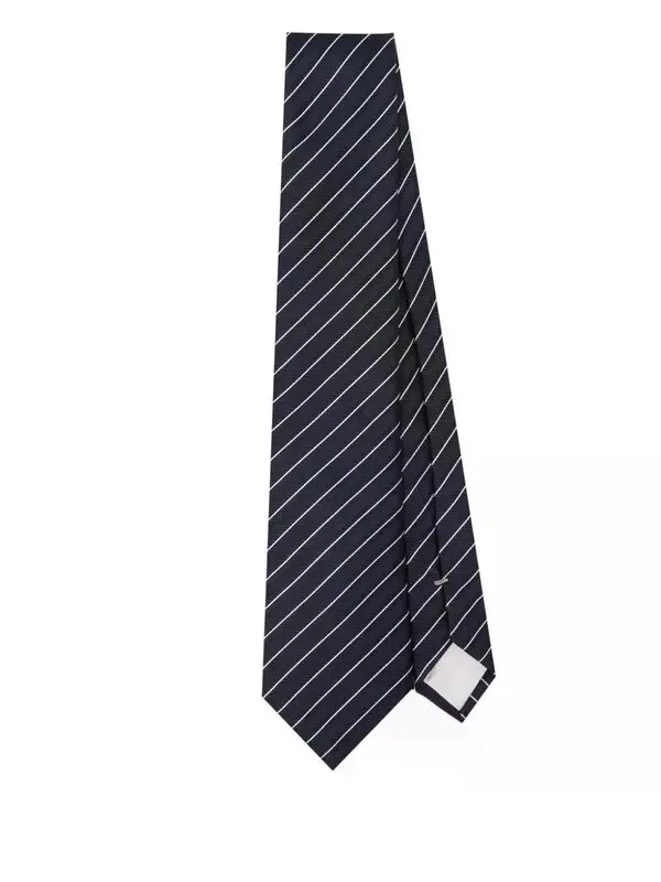 Giorgio Armani Stripe Print Silk Tie - Blue