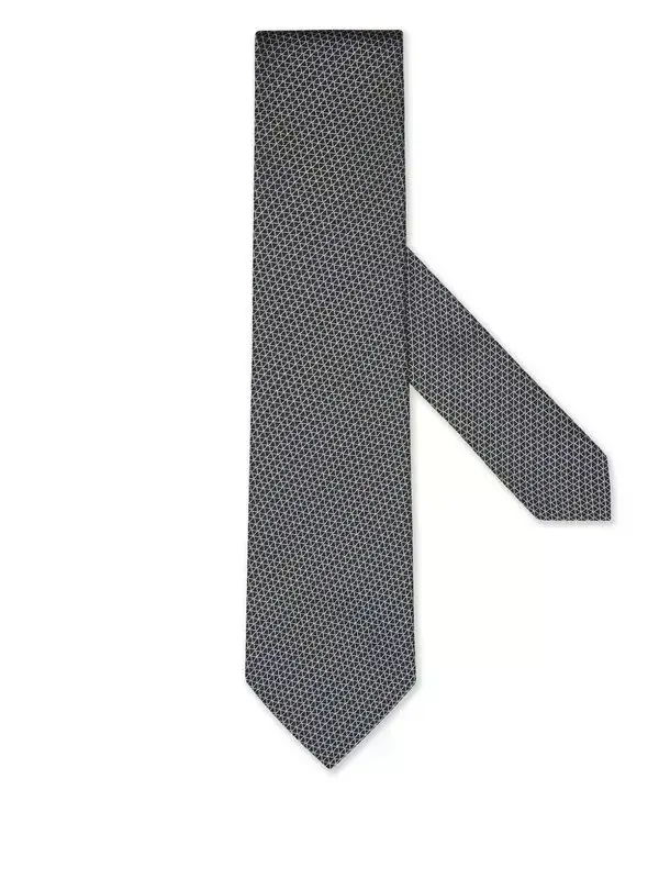 Zegna Patterned Jacquard Silk Tie - Blue