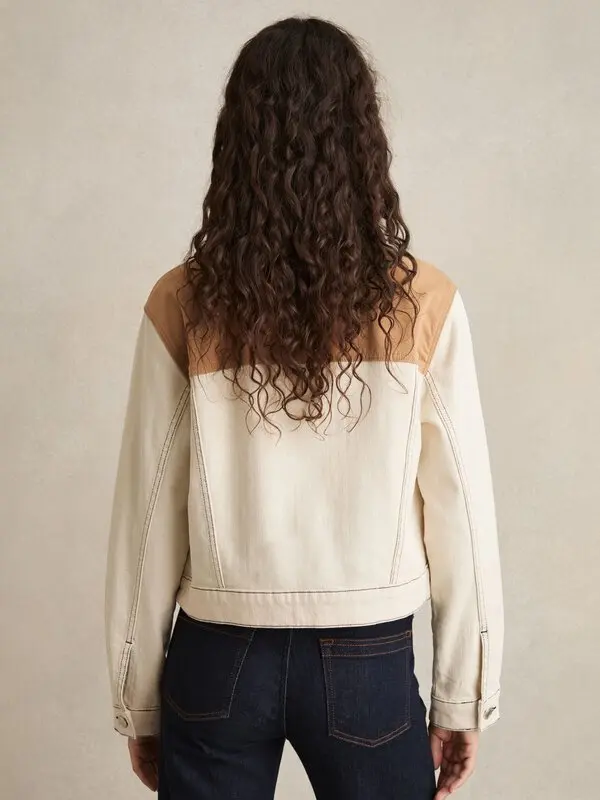 REISS Maddie Color-block Denim Jacket