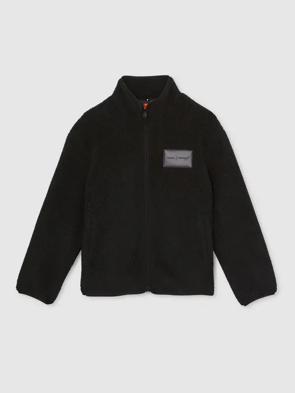 REISS X Mclaren F1 Team Embroidered Fleece Jacket - Black