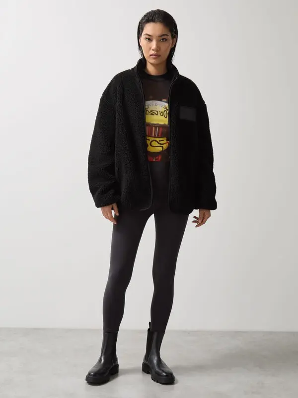 REISS X Mclaren F1 Team Embroidered Fleece Jacket - Black