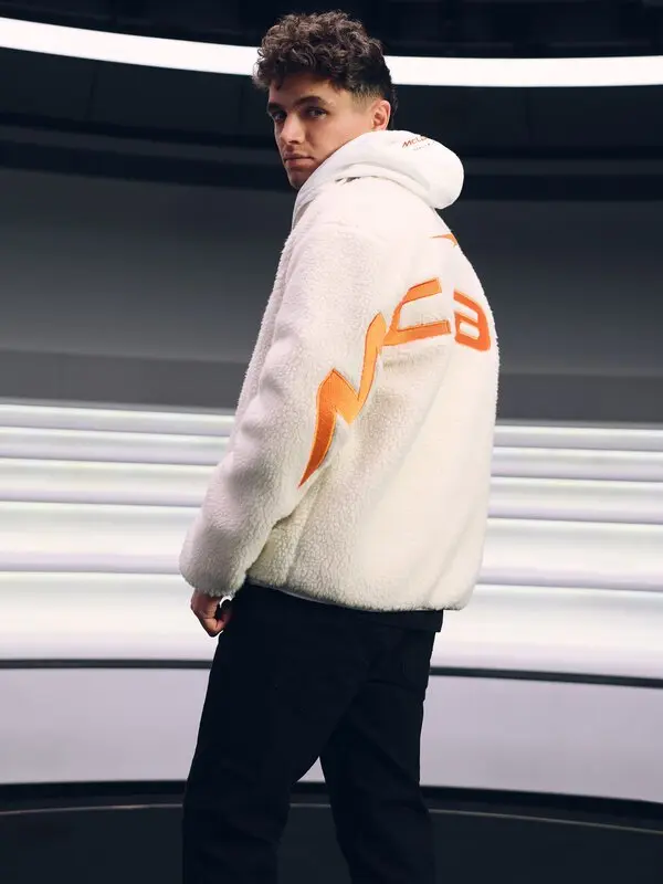 REISS X Mclaren F1 Team Embroidered Fleece Jacket - Off White