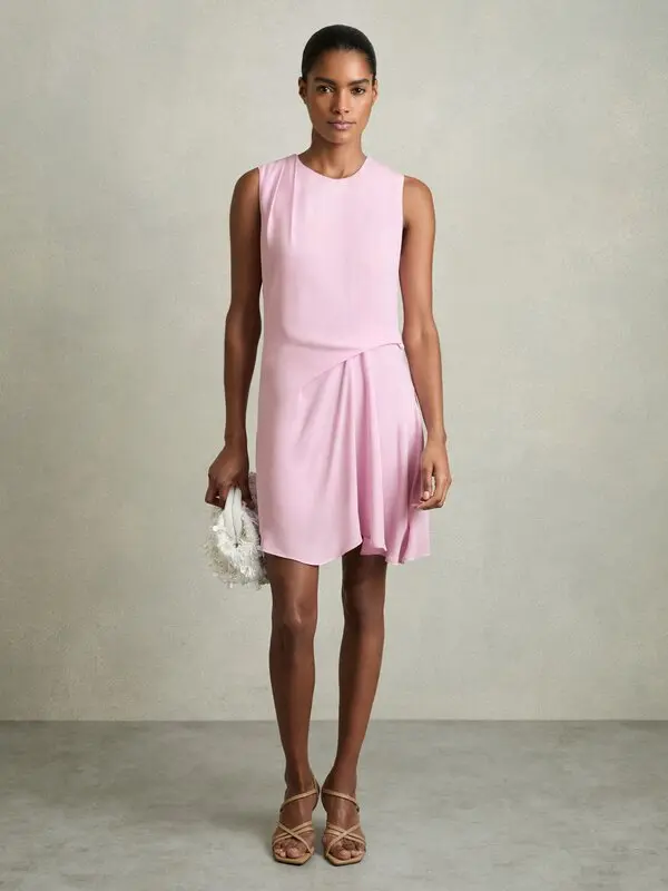 REISS Elina Draped Tuck Mini Dress