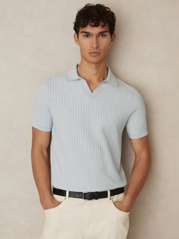 REISS Lancaster Open-collar Textured Polo Shirt