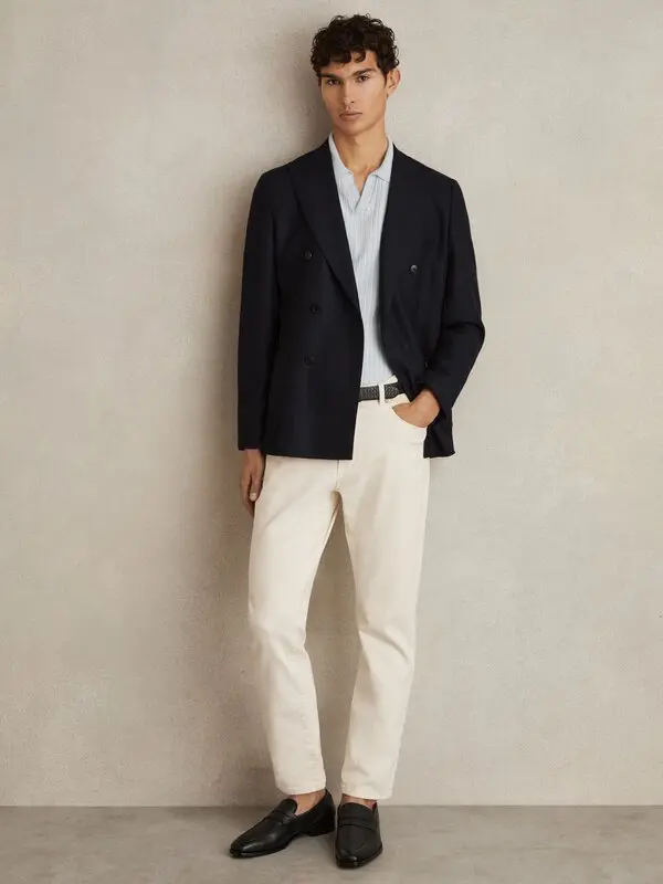 REISS Lancaster Open-collar Textured Polo Shirt