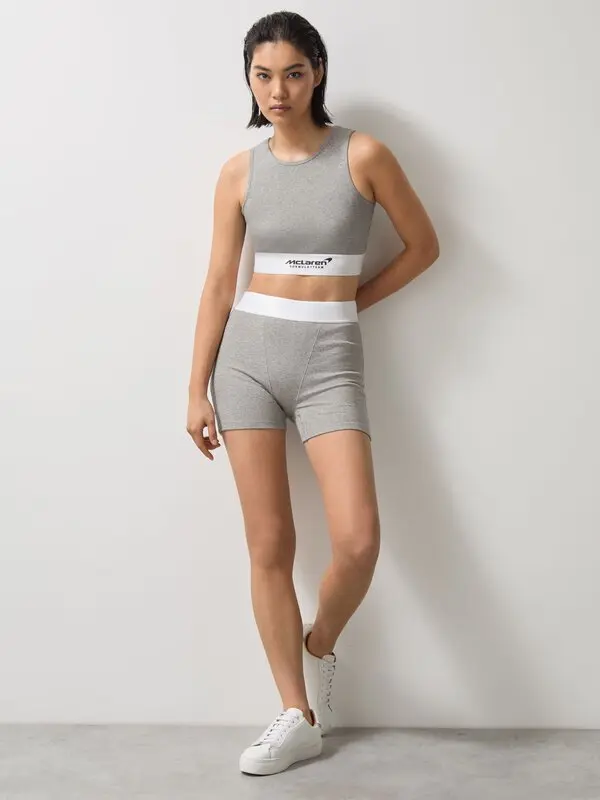 REISS X Mclaren F1 Team Sophia Ribbed Boxer Shorts - Grey Melange
