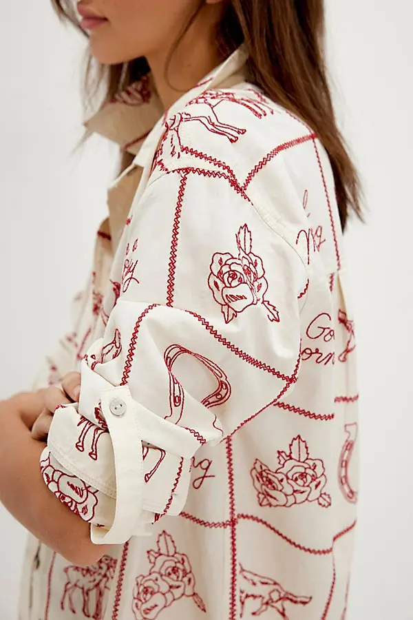 Free People We The Free Have A Nice Day Top - Ivory And Red Combo