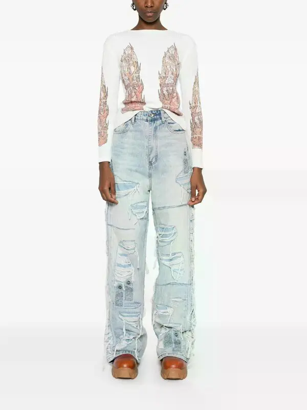 WHO DECIDES WAR BY EV BRAVADO Full Distress Arch Jeans