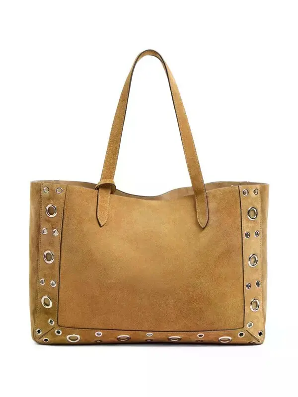 Valentino Garavani Nellcôte Suede Shopping Bag With Ball Studs - Neutrals