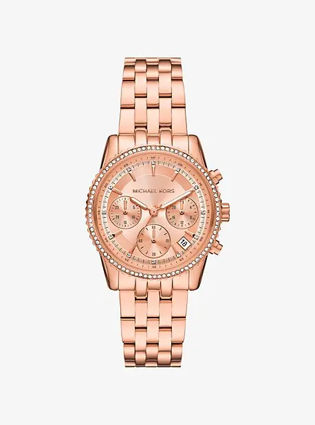 Michael Kors Bryant Pavé Watch - Rose Gold