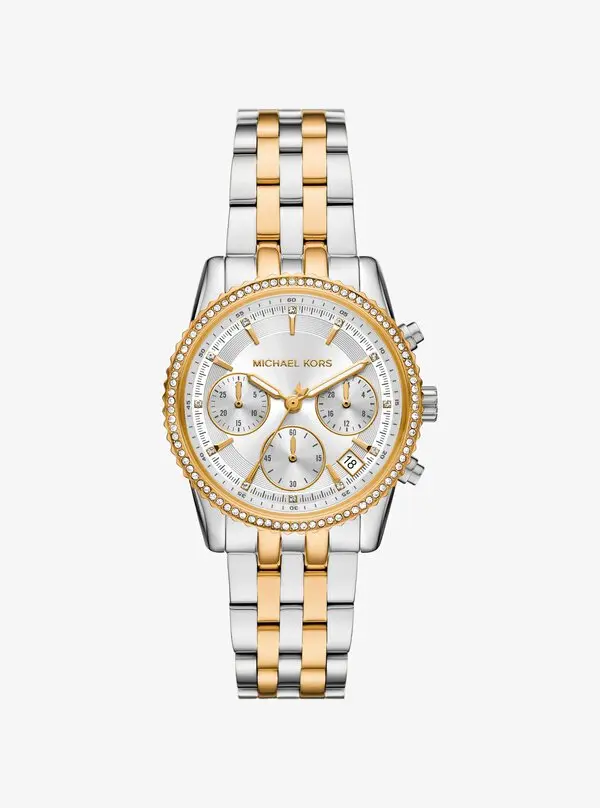 Michael Kors Mini Bryant Pavé Two-tone Watch - Silver