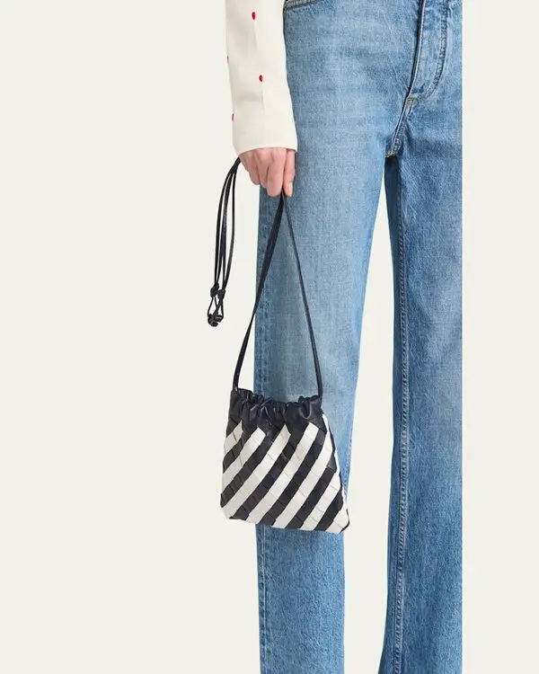 Bottega Veneta Small Striped Leather Pouch Crossbody Bag