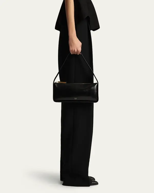 Khaite Lori Crackle Patent Leather Shoulder Bag - Black