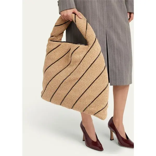 Bottega Veneta Large Striped Shoulder Bag - Natural/fondant