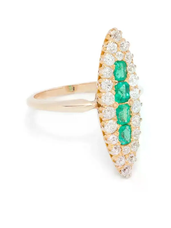 Shay 16k Yellow Diamond And Emerald Ring - Gold