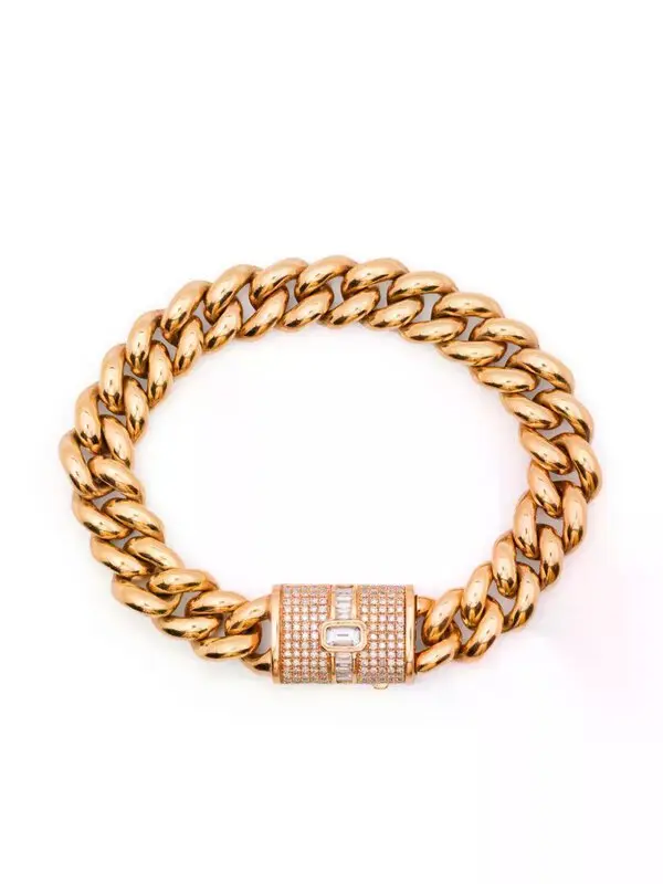 Shay 18k Rose Gold Diamond Curb Chain Bracelet - Pink