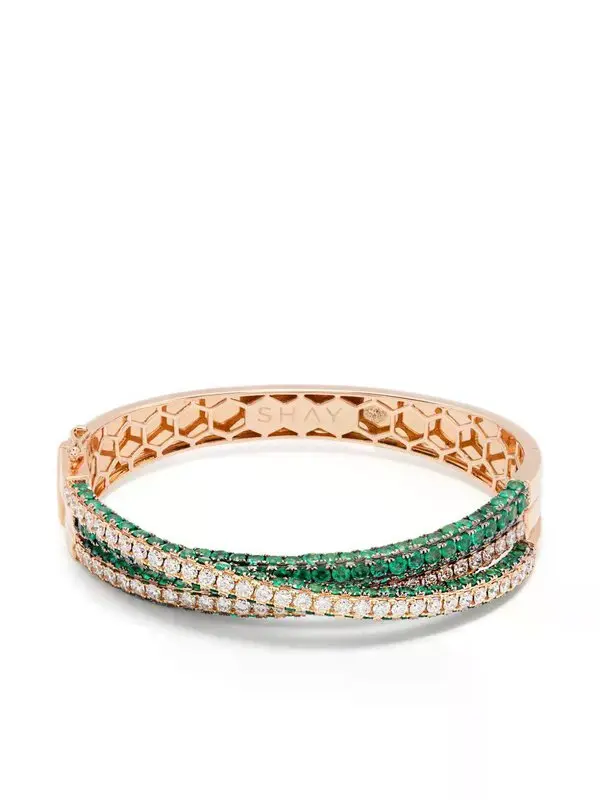Shay 18k Rose Gold Emerald And Diamond Bracelet - Pink