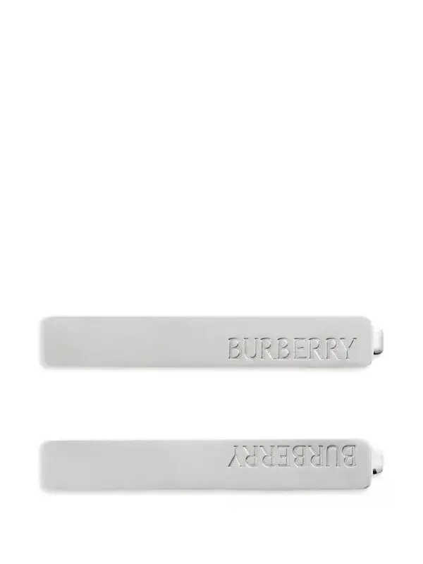 Burberry Logo Hair Clips - Silver