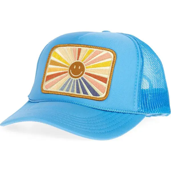 FRIDAY FEELIN’ Sunray Smile Patch Trucker Hat - Blue
