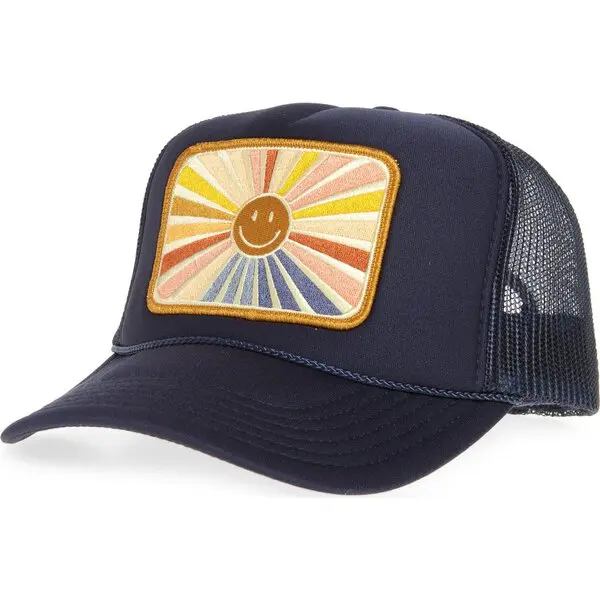 FRIDAY FEELIN’ Sunray Smile Patch Trucker Hat - Navy
