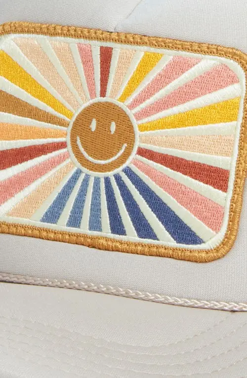 FRIDAY FEELIN’ Sunray Smile Patch Trucker Hat - Tan