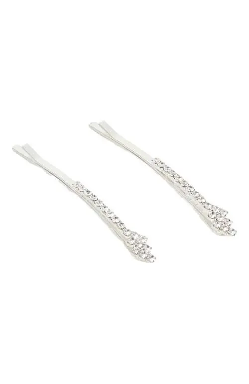 NUME Zig Zag Sparkle Hair Pins Set Of 6 - Silver