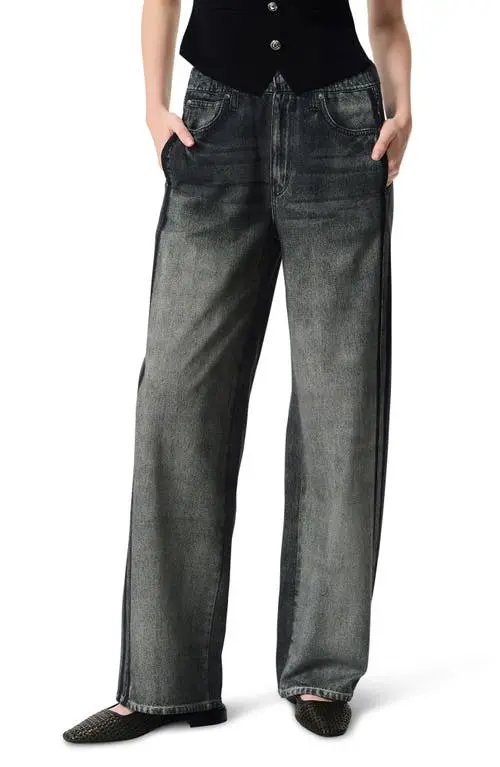 Rag & Bone Rb Miramar Side Stripe Wide Leg Sweatpants - Washed Black