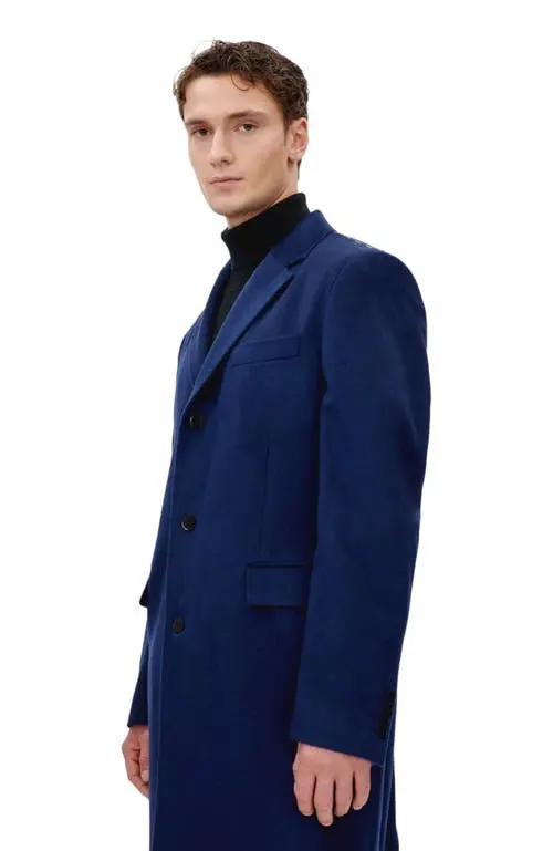 GOBI MONGOLIAN CASHMERE Classic Single Breasted Coat - Navy