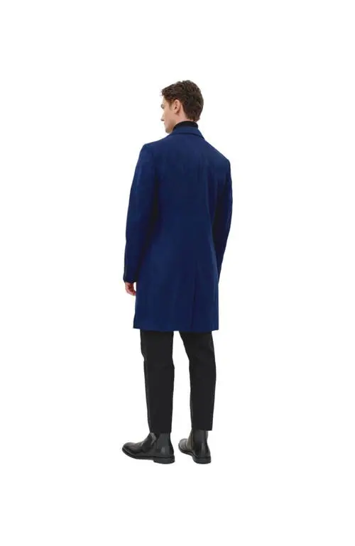 GOBI MONGOLIAN CASHMERE Classic Single Breasted Coat - Navy