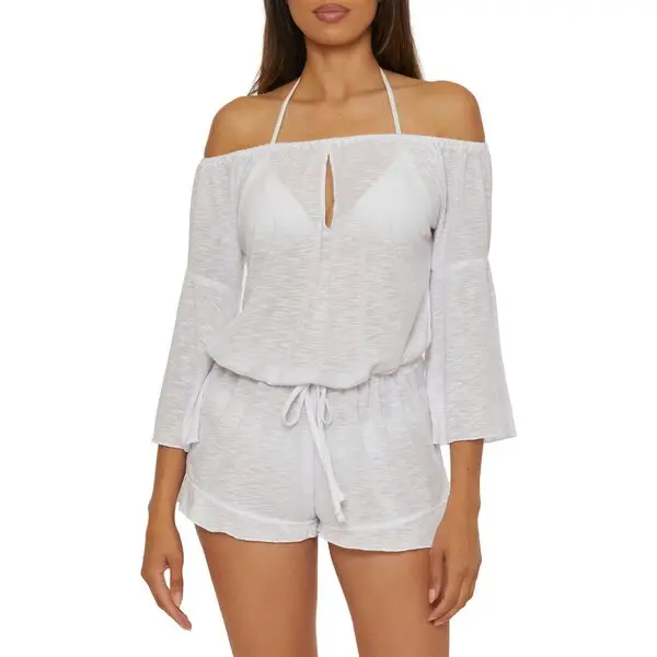 Becca Breezy Basics Off-the-shoulder Cover-up Romper - White