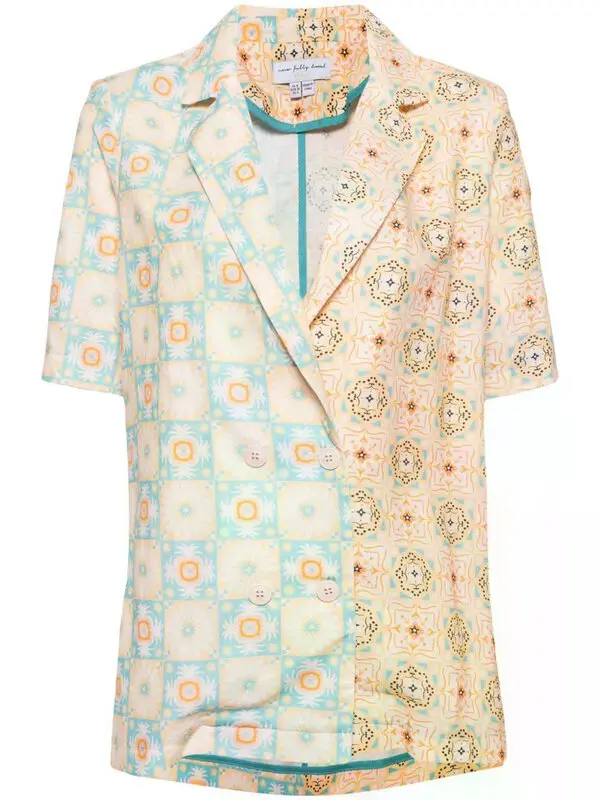 NEVER FULLY DRESSED Graphic-print Short-sleeve Blazer