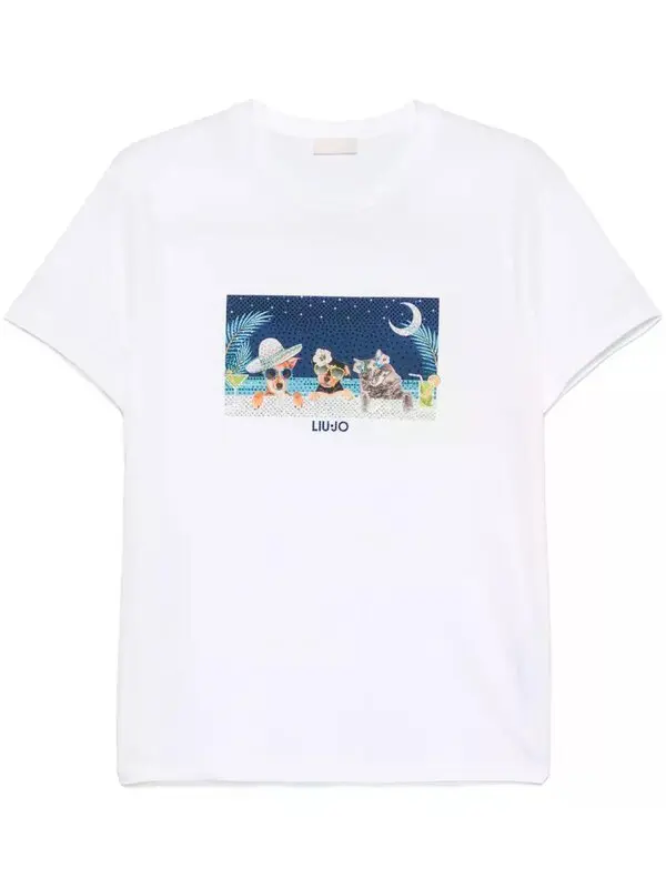 Liu Jo Crystal-embellished T-shirt - White