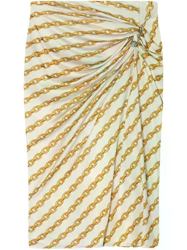 Versace Brooch Detailing Draped Skirt - Gold