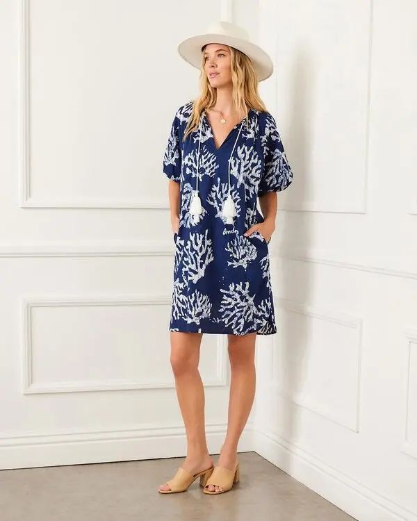 Karen Kane Puff Sleeve Tassel Dress