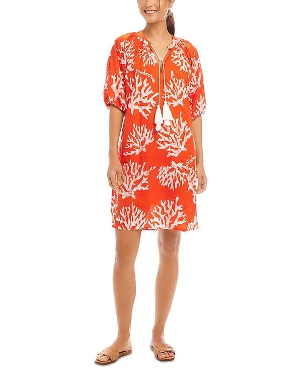 Karen Kane Puff Sleeve Tassel Dress - Orange