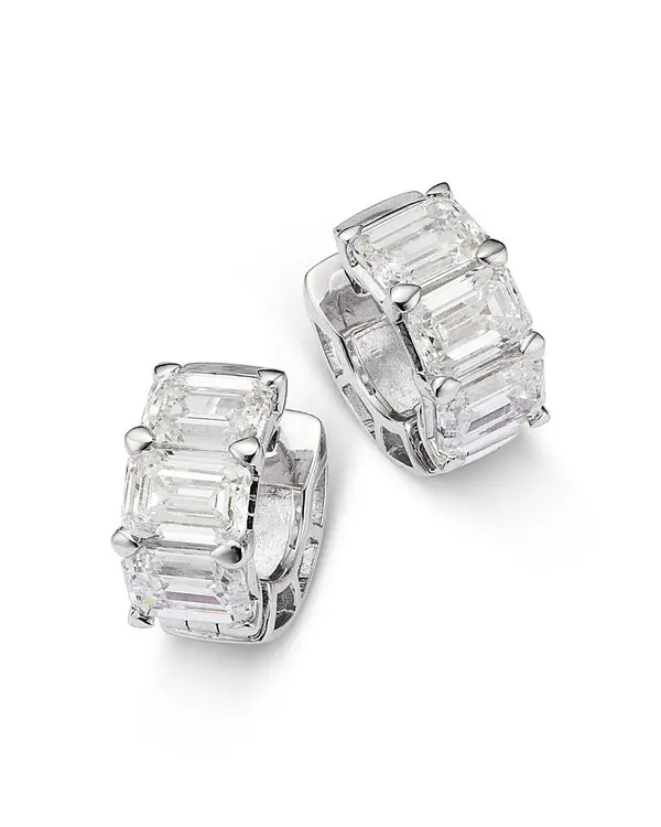 Bloomingdale'S Certified Lab Grown Diamond Emerald Cut Huggie Hoop Earrings - White